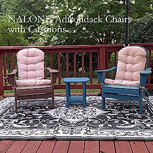 nalone Folding Adirondack Chairs Set of 2 with Cushion with Cup Holder, HDPE Plastic Oversized Patio Chair Weather Resistant, Used in Outdoor, Fire Pit, Deck, Garden, Campfire Chairs (Black)