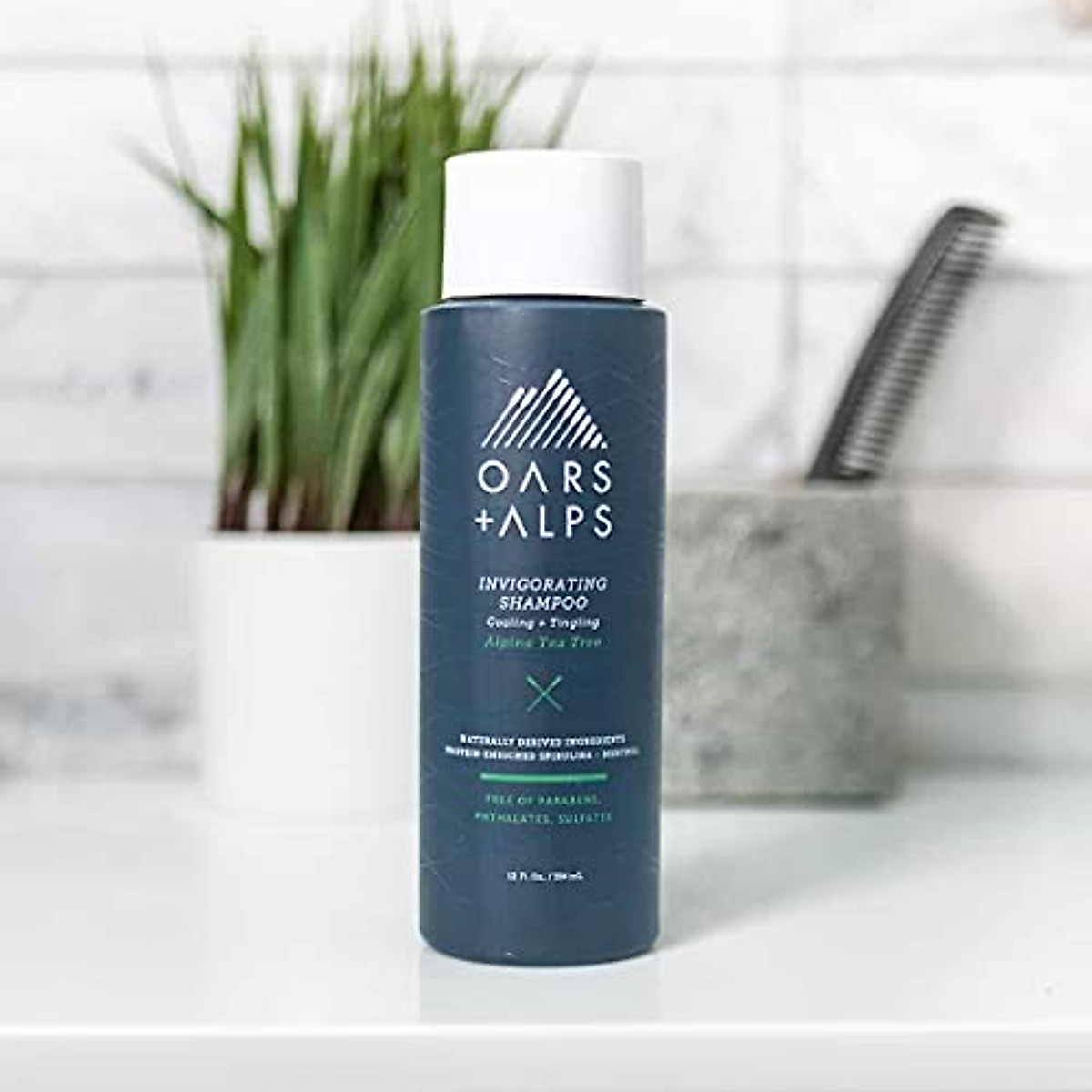 Oars + Alps Men's Sulfate Free Hair Shampoo, Infused with Witch Hazel and Tea Tree Oil, Alpine Tea Tree, 12 Fl Oz