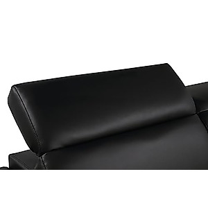 Blackjack Furniture Soren Genuine Leather Upholstered Loveseat with Adjustable Headrests, Solid Brazilian Wood Frame and High Density Foam Cushioning, Black