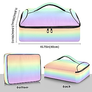 Kcldeci Insulated Thermal Food Carrier Insulated Casserole Carrier for Hot or Cold Food,Rainbow Gradient (2) Insulated Tote Bag for Potluck Cookouts Parties Picnic,Lasagna Lugger