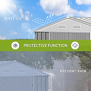 10x8 FT Outdoor Metal Storage Shed, Steel Utility Shed Storage, Metal Shed Outdoor Storage with Lockable Door Design with Sloped Roof for Patio, Garden, Backyard, Outdoor Use, Gray