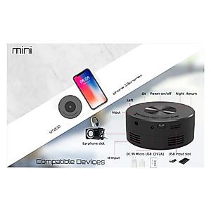 TOPOB Ultra-Small Portable Projector, can be Connected to External Earphone Audio Micro Mini Mobile Phone Projector YT200