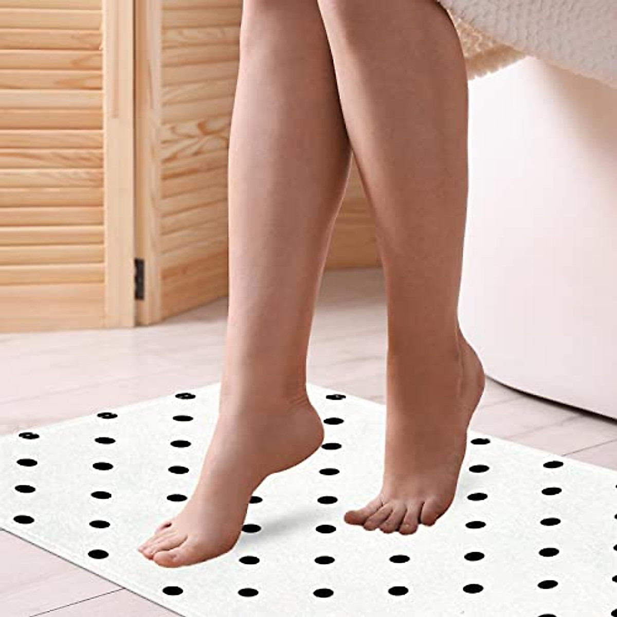 White and Black Polka Dot, Indoor Door Mat Durable Front Door Mats Entryway Rug Non-Slip Absorbent Area Rugs Resist Dirt Rugs for Room Decor, 24"x16"