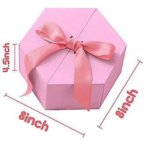 JOHOUSE Large Gift Box, 8 inches Pink Gift Boxes with Lids for Presents, Wedding Box, Baby Shower, Valentines Day and Graduations