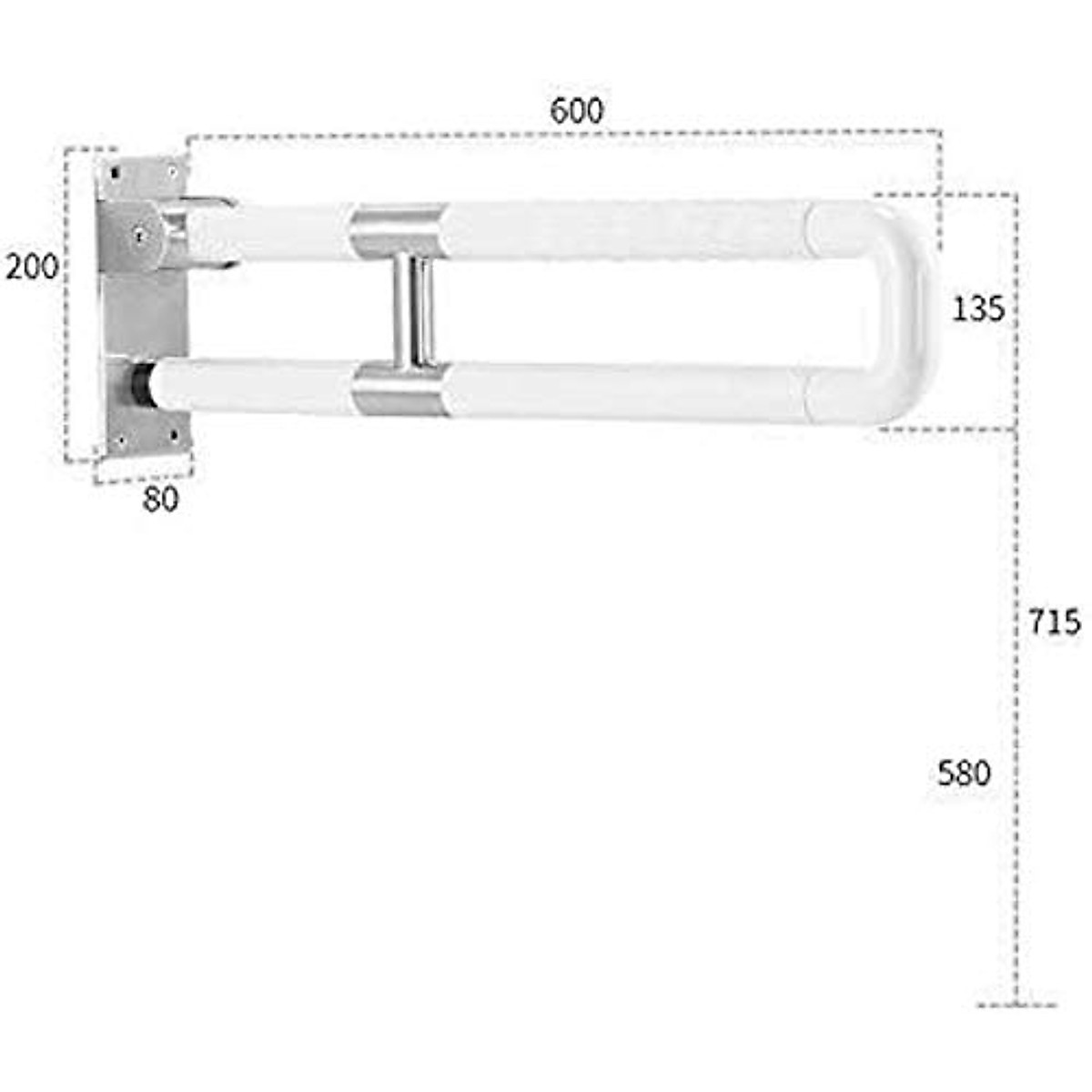 AIHEDOUJ handrail Grab Rails,Shower Grab Bar, Elderly Disabled Pregnant Women, Safety Non-Slip Accessible Bathroom Handrails, Bathtub, Toilet Kitchen/White/60Cm