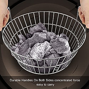 Stainless Charcoal Ash Basket for Large BGE Grill, Charcoal Grill Ash Basket also fits Kamado Joe Classic and Other Similar Grills