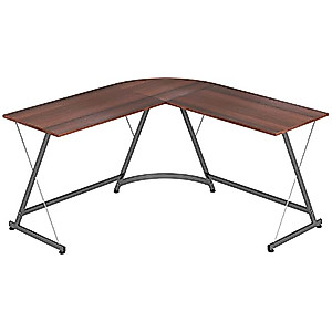 SHW Corner Home Office Desk, Walnut