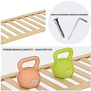 Qmkmyy Simple Narrow Wood Shoe Rack 2 Tiers for Closet Entryway Small Bamboo Free Standing Shoe Shelf Stackable Storage Organizer for Front Door