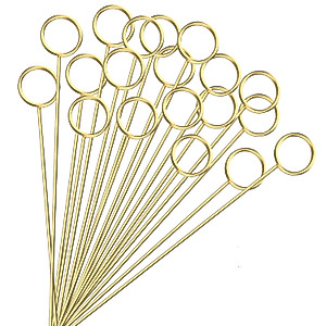 BENBO 20 Pieces Metal Wire Floral Place Card Holder Round Photo Memo Note Table Number Holder Pick Gold Floral Gift Card Holder Clips for Flower Arrangements,Wedding and Birthday Party, 13.4 Inch