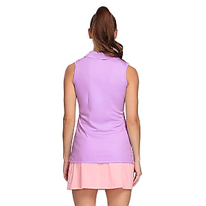LastFor1 Women's Polo Sleeveless Shirts UPF 50+ Quick Dry Golf Tennis Athletic Tank Tops Outdoor Sports Purple XL