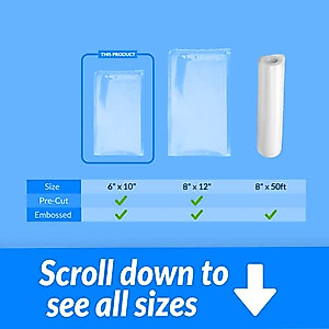 Reli. Vacuum Sealer Bags 6x10 in. | 100 Bags | Pre-Cut Embossed Vacuum Bags for Food | BPA Free | Vacuum Seal Bags for Sous Vide, Food Freezer Storage/Food Prep | Pint Size, Clear