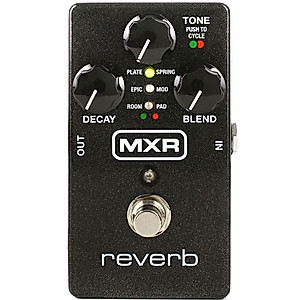 MXR M300 Reverb Analog Guitar Effects Pedal Bundle with 2 MXR Patch Cables, 6 Dunlop Picks, and 9V Power Supply