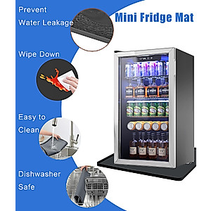 Mini Fridge Mat, 24''x24'' X0.8'' Mini Fridge Drip Trays Mat for Carpet Floor, Under Refrigerator Mat AC Conditioner Drip Pan, Silicone Mat for Refrigerators, Washing Machines, Dryers, Wine Coolers