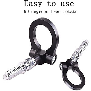 venveal Universal Car Tow Hook Front Bumper Screw-On Front Tow Hooks,Aluminum 16Mm Tow Hook for B-M W 1 3 5 Series E39 E82 E88 E90 E91E92 E93 X1 X3 X5 X6 F22 F30 F55 F66(Black)