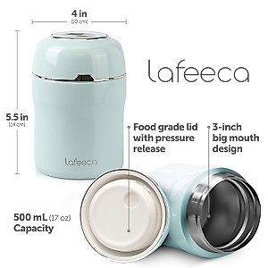 Lafeeca Thermos Food Jar Vacuum Insulated Lunch Box Leak Proof Storage Container 17 oz - White
