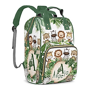 Anneunique Personalized Cute Animal Palm Diaper Bag Shoulder Backpacks with Name Nursing Bags for Boys Girls