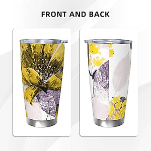 AYCZN Yellow Flower 20 OZ Tumbler Stainless Steel Travel Coffee Mug, Purple Floral Insulated Water Bottle with Lid Leakproof Thermal Cup