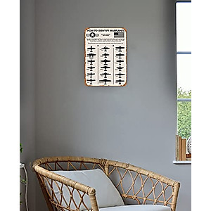 WWII Planes，How To Identify Warplanes Metal Tin Sign 12x8 Inch | Gift for Pilot, Men, Dad, Boyfriend, Him, WallArt,Aviation Art