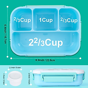 MaMix Kids Bento Lunch Box, Lunch Box for Boys, Lunch Container for Kids Toddlers Adults School | 4 Compartments |UPGRADE Easy to Open (Blue)
