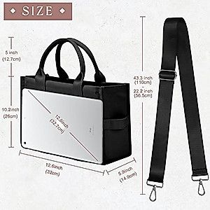 ZooLLyn The Tote Bag Canvas for Women, Handbag Tote Purse with Zipper Canvas Crossbody Bag Office Travel School Black