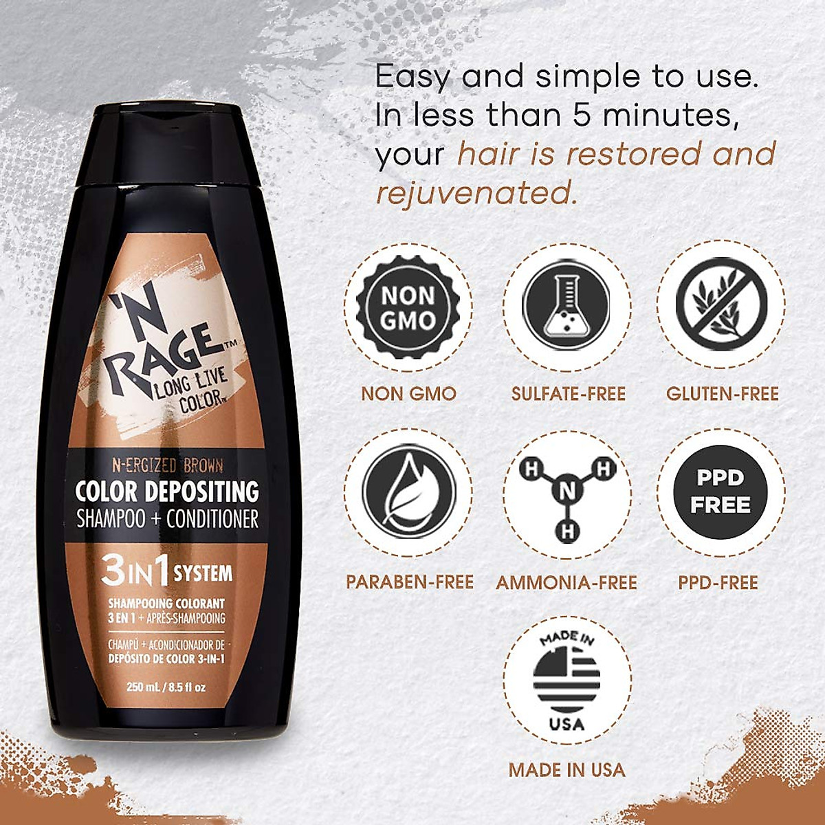 N Rage Color Depositing Shampoo + Conditioner 3 in 1 System (N-Ergized Brown)