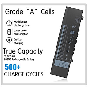 38WH F62G0 39DY5 Battery for Dell Inspiron 13 7000 i7373 7373 7386 2-in-1 7370 7380 5370 P83G P87G P91G P83G001 P83G002 P87G001 P91G001 Vostro 13 5370 039DY5 0F62G0 RPJC3 0RPJC3 F62GO 11.4V Laptop