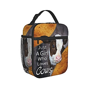 KIYIYZER Cow Print Lunch Box Cow Lunch Bags for Women Men Kids Teen Insulated Reusable Cows Tote Bag for Work School Office