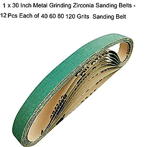 Sackorange 1" x 30" Higher Hardness Zirconia Sanding Belts -12 Pack of 40 60 80 and 120 Grits, Metal Grinding Sandpaper Belt for Metal, Wood, Cars, Furniture, Stainless Steel (1 X 30 Inch)