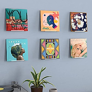 Hexsonhoma 7 Inch Clear Acrylic Record Shelf Set of 6, Record Wall Display, Vinyl Record Holder CD Rack, 6 Pack