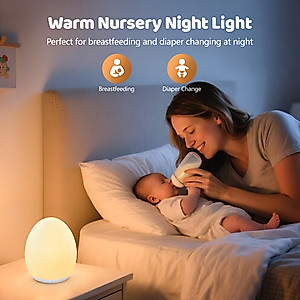 MediAcous Night Light for Kids, Baby Night Light with 8 Colors Changing & Dimming Function, Rechargeable Night Light with 1 Hour Timer & Touch Control, Up to 100H