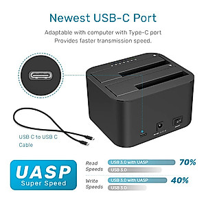 [Bundle] Unitek 4-Port USB 3.0 Hub Long Cable and Type-C Mini Hard Drive Docking Station