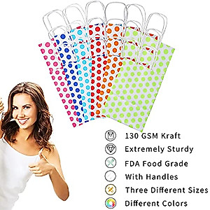 Jutoe 24pcs Kraft Paper Gift Bags,Recyclable Paper Shopping Bags with Handles,Dots Retail Bags,Birthday Party Bags,Souvenir Gift Bags