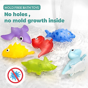 12Pcs No Hole Dinosaur Bath Toys& 6Pcs No Hole Dinosaur Bath Toys