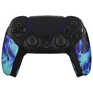eXtremeRate PlayVital Anti-Skid Sweat-Absorbent Controller Grip for ps5 Controller, Professional Textured Soft Rubber Pads Handle Grips for ps5 Controller - Blue Flame