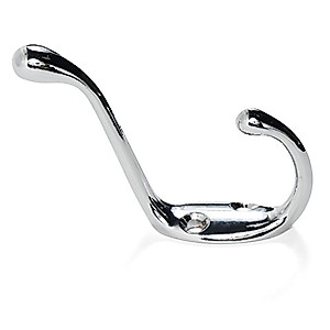 brightmaison 6 Pack Heavy Duty Dual 3.5inch Coat Hooks Wall Mounted with 24 Screws Retro Double Hooks Utility Black Hooks for Coat, Scarf, Bag, Towel, Key, Cap, Cup, Hat (Chrome)