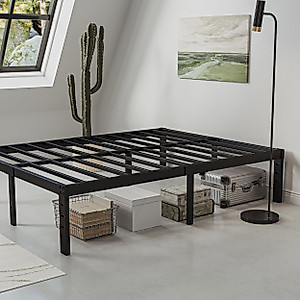 FSCHOS Bed-Frame-Queen, 14 Inch Metal Platform Bed-Frame No Box Spring Needed, Heavy Duty, Easy Assembly, Noise Free, Black
