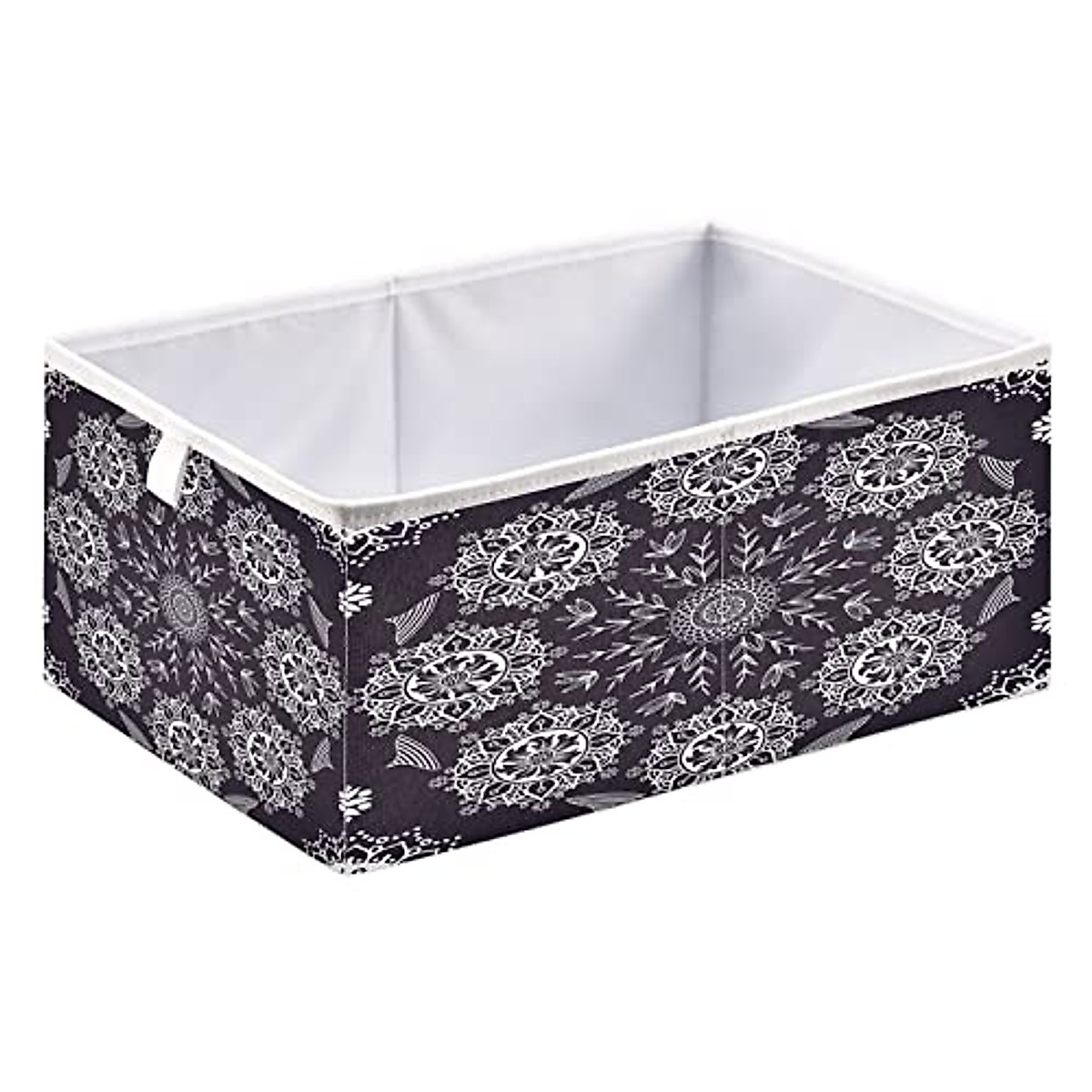 Kigai Black Mandala Cube Storage Bins - 11x11x11 In Large Foldable Storage Basket Fabric Storage Baskes Organizer for Toys, Books, Shelves, Closet, Home Decor