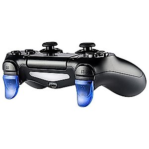 eXtremeRate Clear Blue 2 Pairs L2 R2 Buttons Extention Trigger for PS4 Controller, Game Improvement Adjusters Extenders for PS4 Controller JDM-030