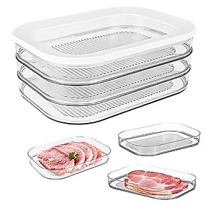AionneWie Stackable BPA-Free Refrigerator Containers for Bacon, Deli Meats, and Lunch Meat Storage