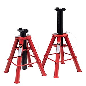 Sunex 1310 10-Ton Medium Height Pin Type Jack Stands, Pair, Red