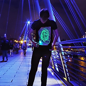 Illuminated Apparel Interactive Glow in The Dark T-Shirt - Fun for Birthday Parties & Festivals (Black/Green Glow, 7-8 Years)