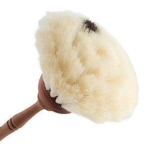 REDECKER Goat Hair Dust Brush with Oiled Pearwood Handle, 13-1/2 inches - Natural Bristle Dusters German Cleans Delicate Surfaces, Hanging Loop for Storage with Black Dot - Goat Hair Dusting Brush