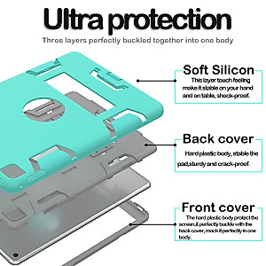 MAKEIT CASE for iPad Air 2 Case, for iPad Pro 9.7 Case, Shock Absorption High Impact Resistant Hybrid Protective Case Cover with Kickstand for iPad Air 2 and iPad Pro 9.7" 2016