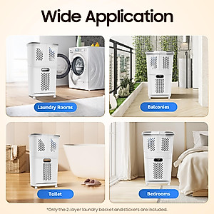 Removable Laundry Basket, Floor-Standing Tiered Laundry Basket with Wheels, Stackable Laundry Basket System for Bathroom Bedroom Balcony Laundry Room Organization, 17.32 * 12.2 * 29.13inch