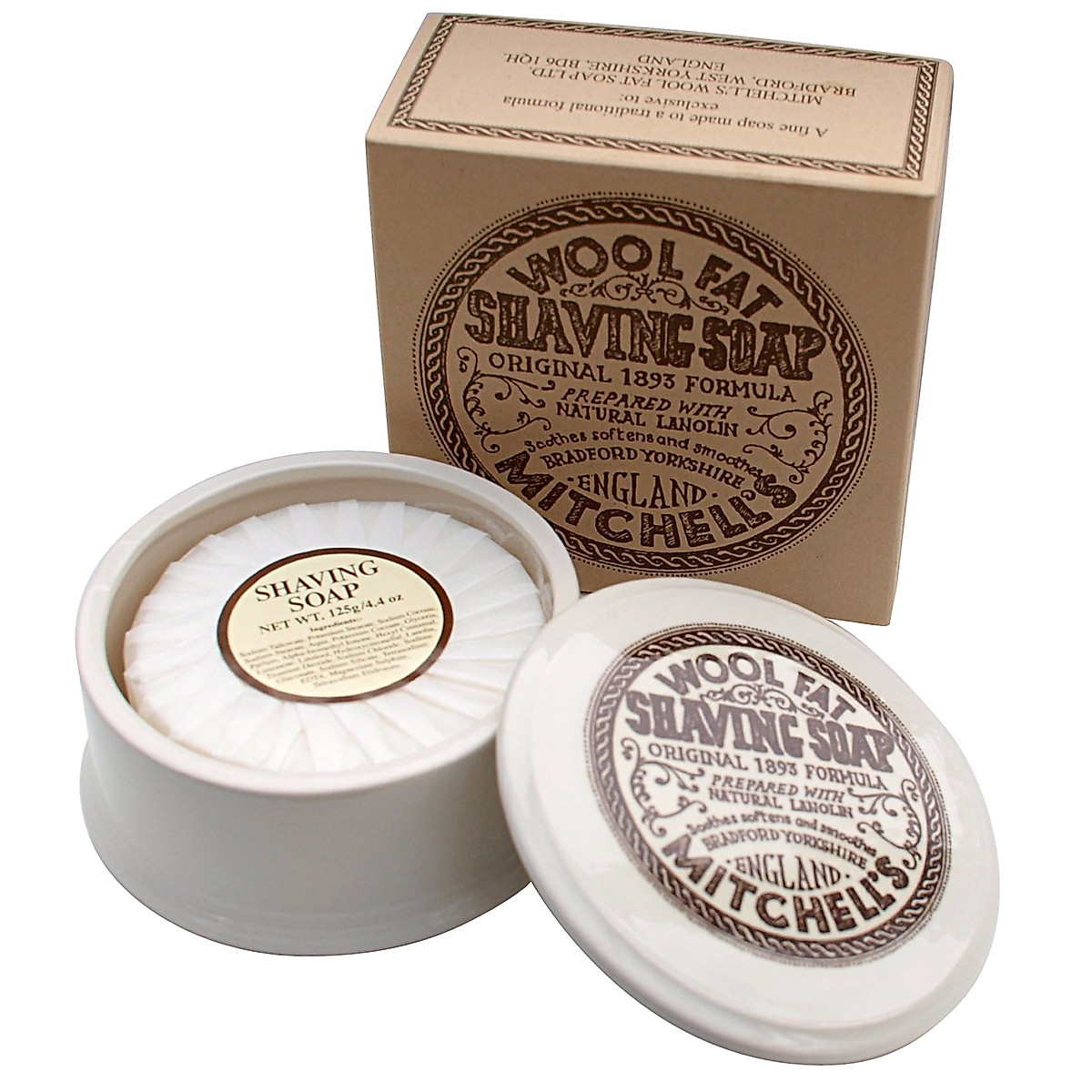 Mitchell's Wool Fat Shaving Soap in Dish