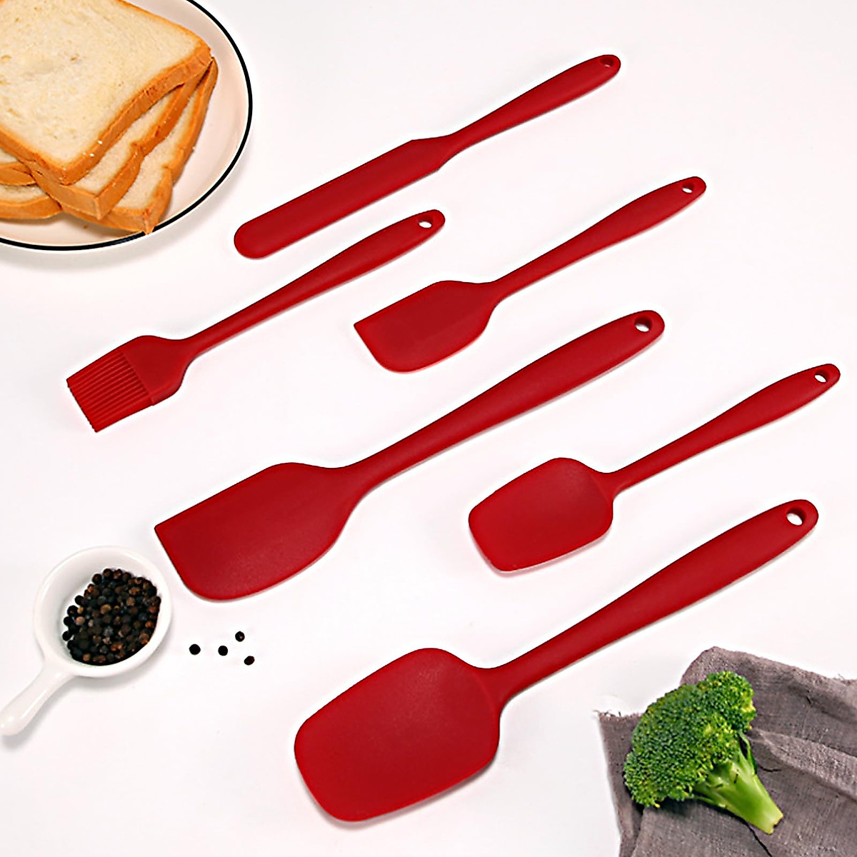 Food Grade Silicone Spatula Set of 6, High Temperature Resistant Seamless One Piece Design, Kitchen Utensils Nonstick for for Cooking, Baking and Mixing