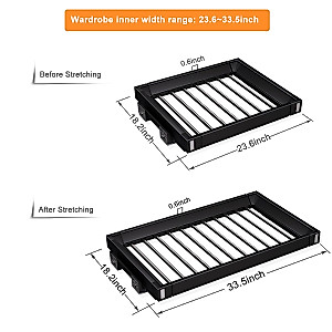 Pull Out Pants Rack for Closet, Retractable Wardrobe Trousers Rack Jeans Hanger for Cabinet Inner Width 23.6"~33.5", Space Saving Aluminum Alloy Closet Organizer