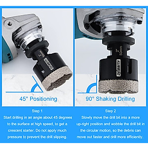 DKIBBITH 7 Packs Diamond Core Drill Bits, Angle Grinder Hole Saw for Porcelain Tile Granite Brick Concrete with 5/8-11 Thread Hex Shank Adapter, Size 3/4'' 1'' 1-1/4'' 1-3/8'' 1-1/2'' & 2'', Black