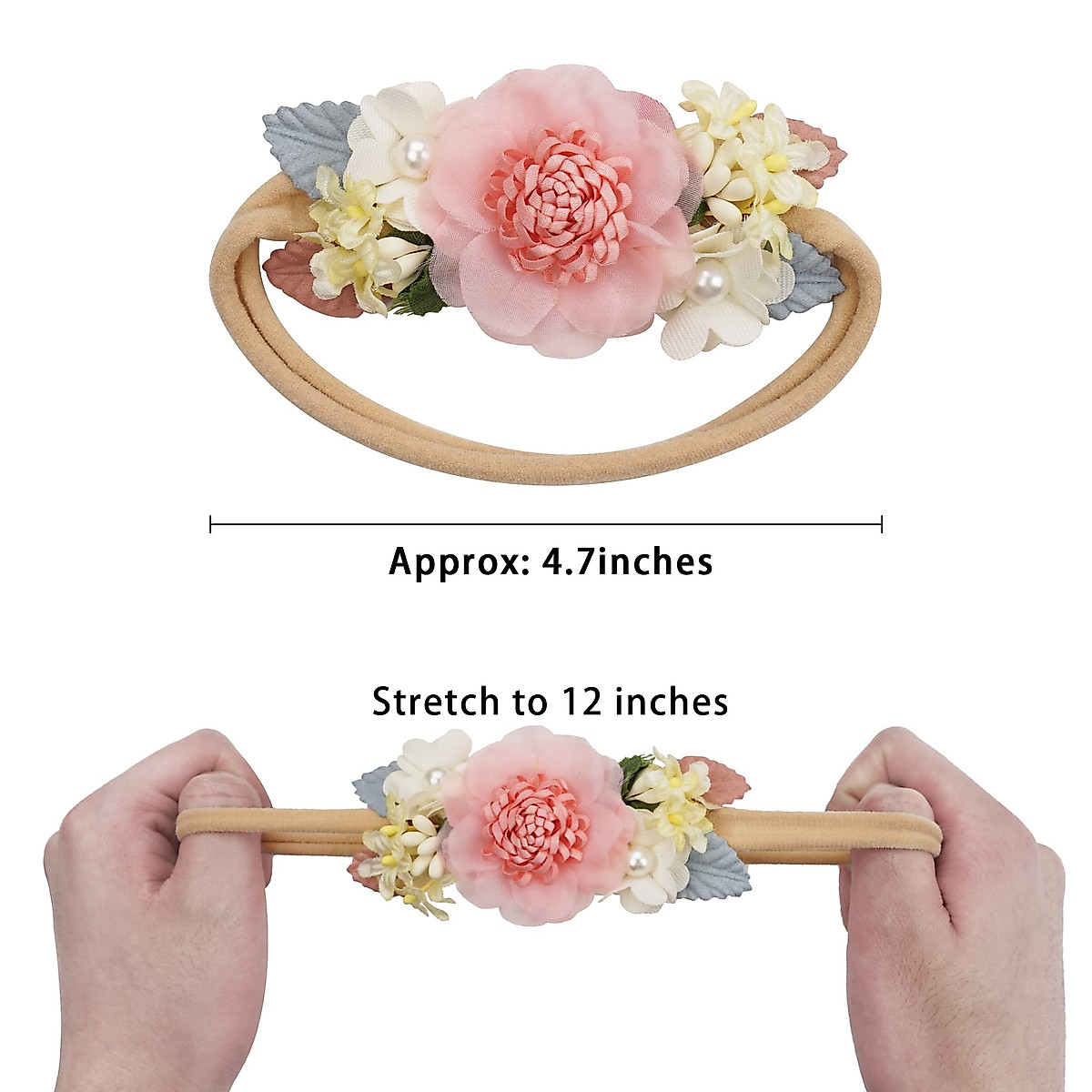 6PCS Baby Girl Headbands Flower Nylon Headbands Elastic Hair Bands Baby Floral Hair Accessories for Newborn Infant Toddlers Baby Birthday Party (Flower Baby Headbands-A)