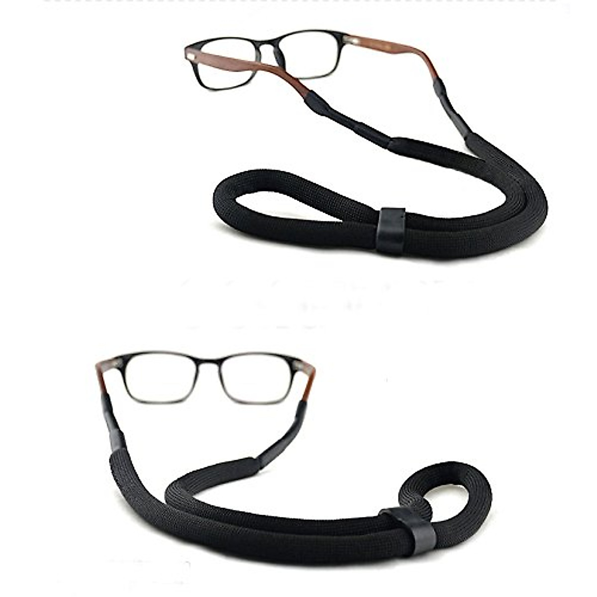 Adjustable Sports Sunglasses Safety Holder Floating Retainer Strap Eyewear Retainer, Black, Pack of 2